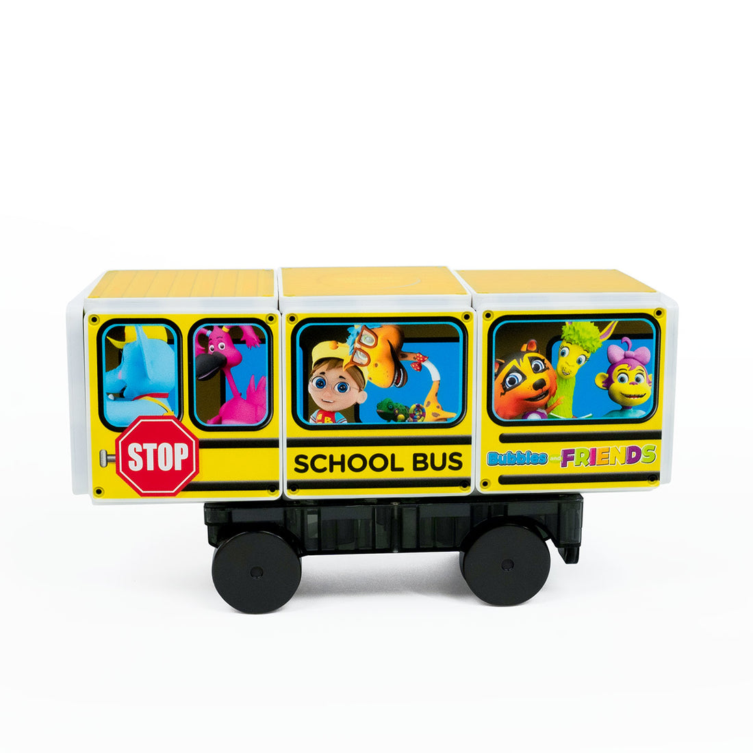 School Bus Magnetic Tile Set for Kids | Learning Toy – Bubbles and Friends
